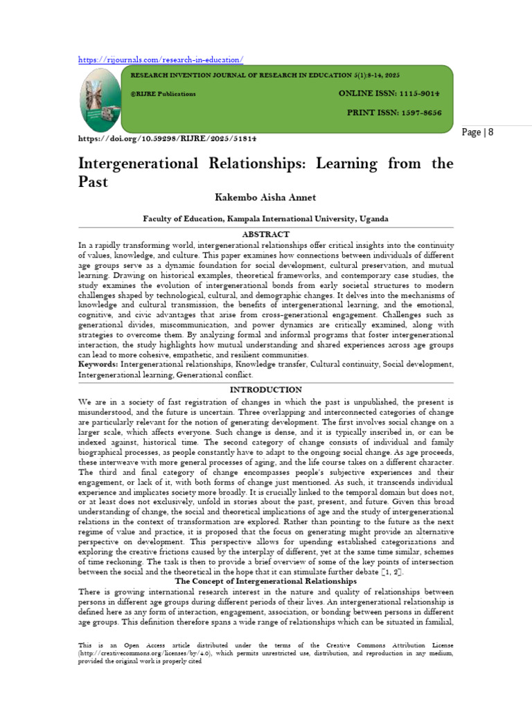 Intergenerational Relationships in Education | PDF | Knowledge | Learning