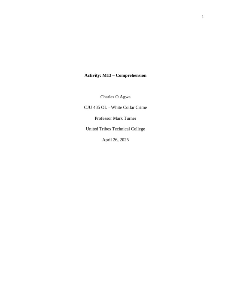 CJU435 Module 13 Assignment | PDF | Prosecutor | Crimes