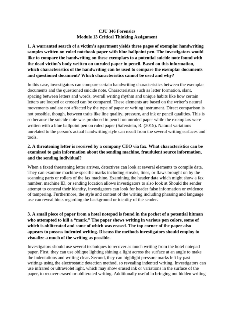 CJU346 Module 13 Assignment 2 | PDF | Fax