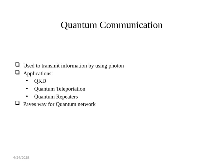 Quantum Communication | PDF
