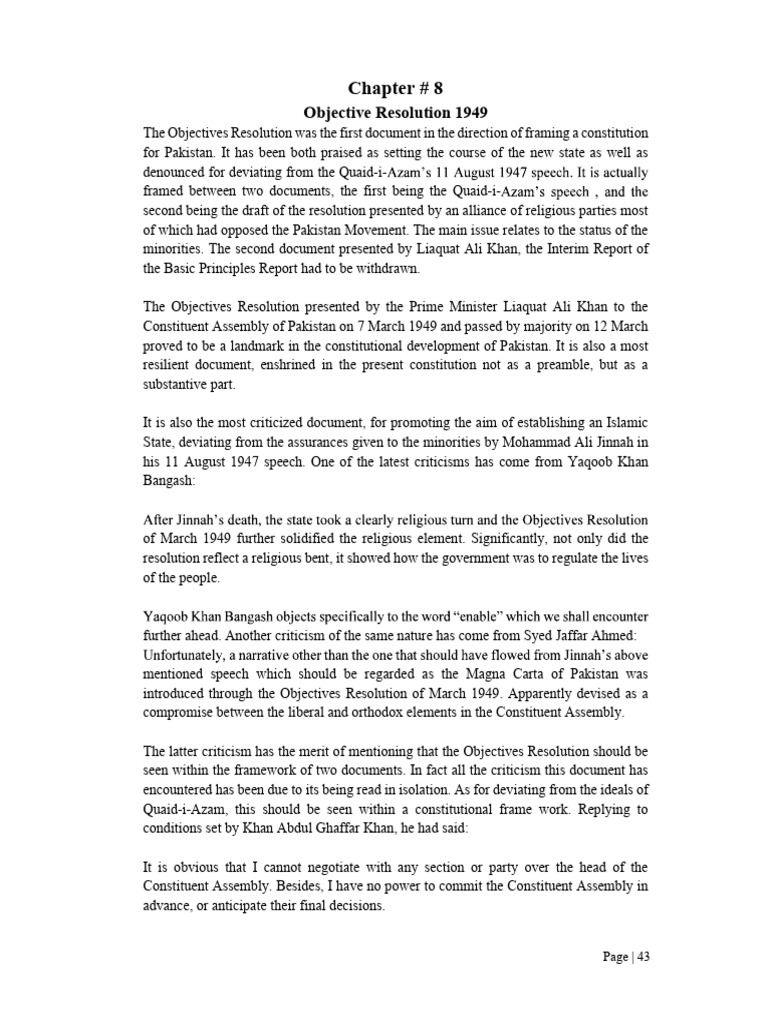 Chapter # 8 - Objective Resolution 1949 | PDF | Muhammad Ali Jinnah ...