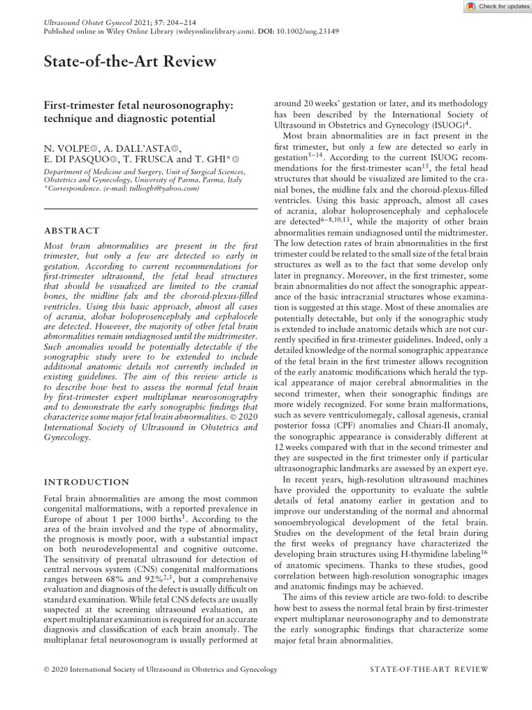 First-Trimester Fetal Neurosonography: Technique and Diagnostic ...