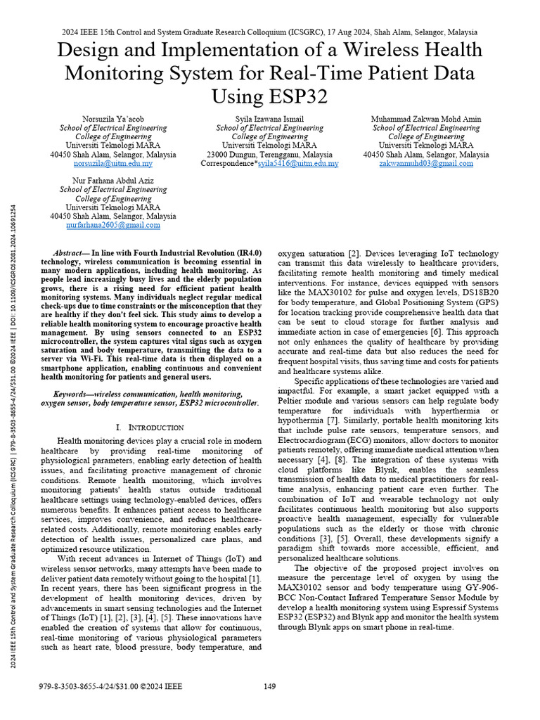 Design and Implementation of A Wireless Health Monitoring System For ...