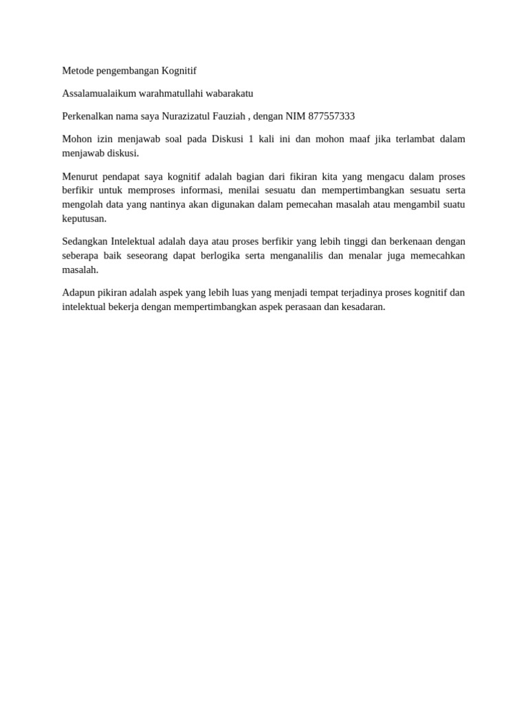 Metode Pengembangan Kognitif | PDF