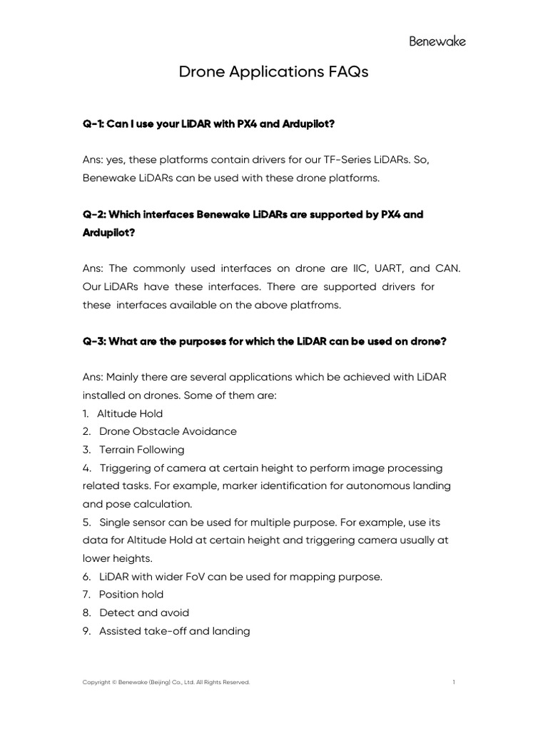 Drone Applications FAQs | PDF | Lidar | Unmanned Aerial Vehicle