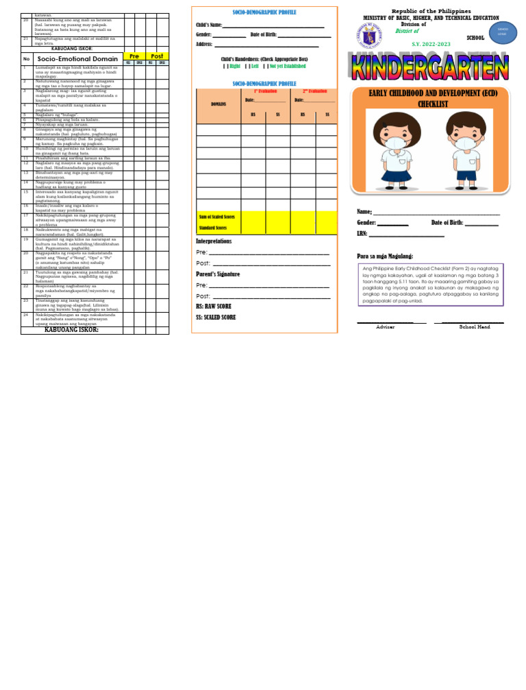 Ecd Checklist Grade 1... | PDF