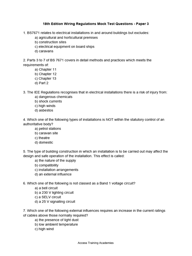 18th Edition - Mock Paper 3 PDF | PDF | Fuse (Electrical) | Power (Physics)
