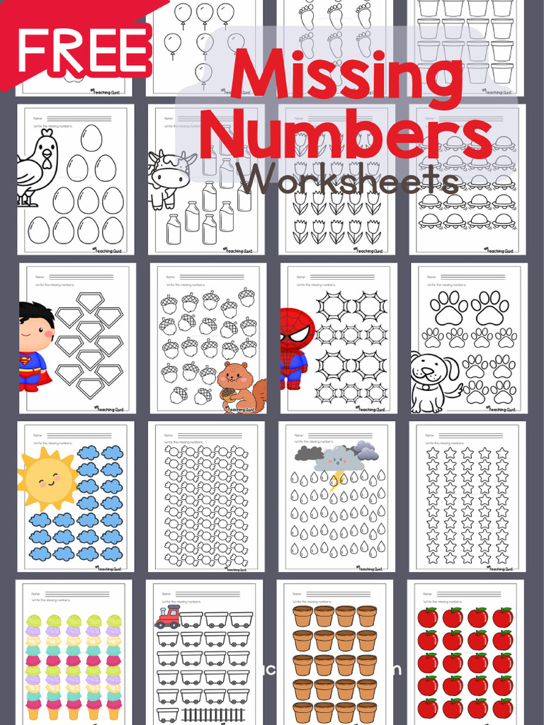 Missing Numbers Worksheets A4 | PDF