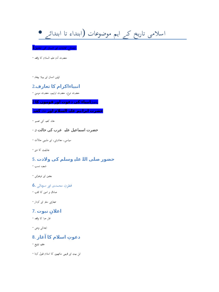 Islamic History Topics Urdu | PDF