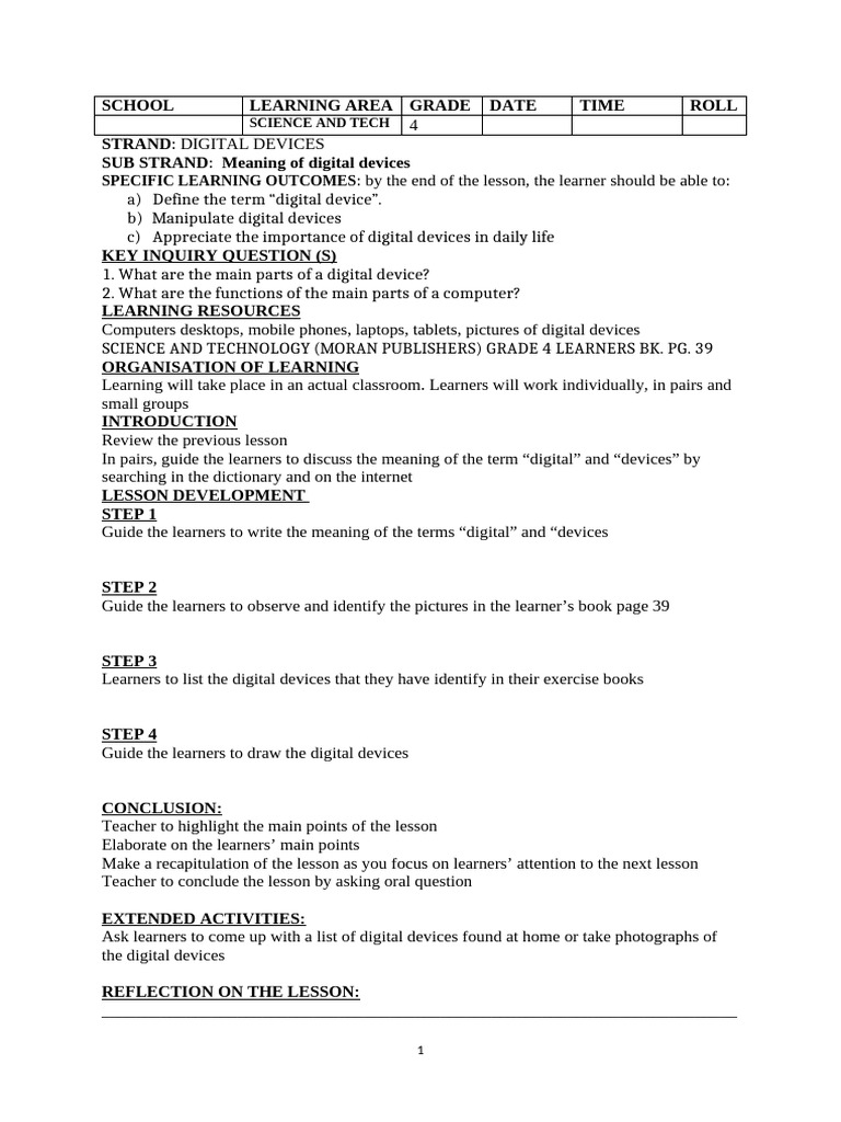 GT 4 Science and Technology Lesson Plans Term 2 | PDF | Learning | Teachers