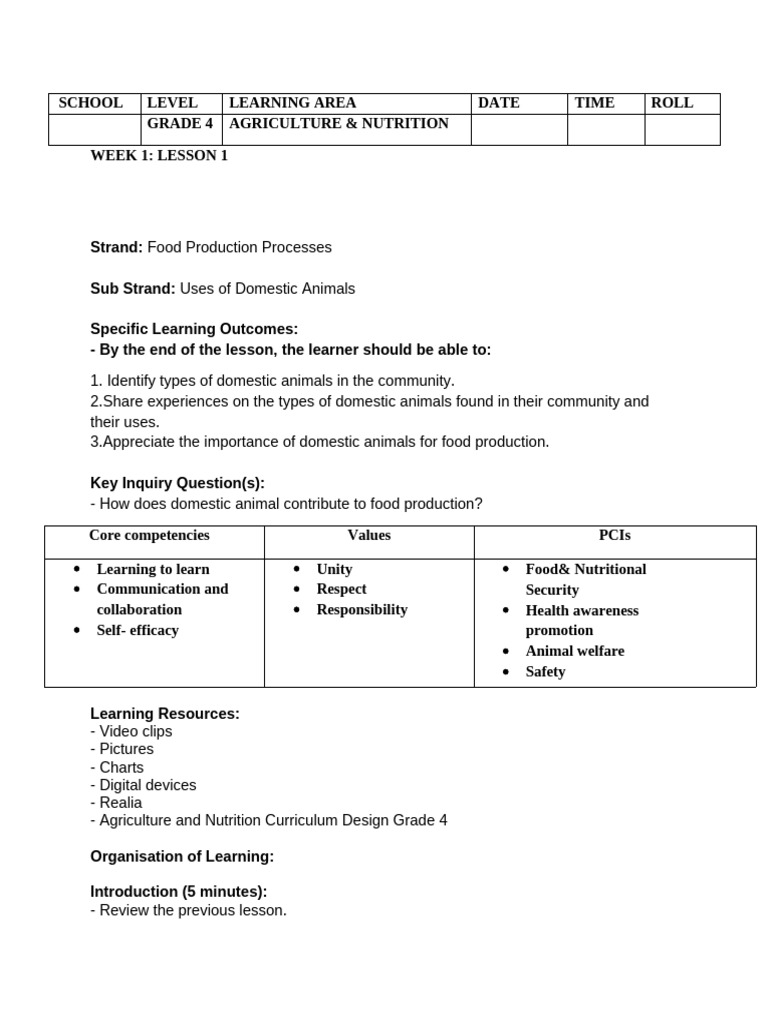GR 4 Term 2 Agrinutrition Lesson Plans | PDF | Learning | Healthy Diet
