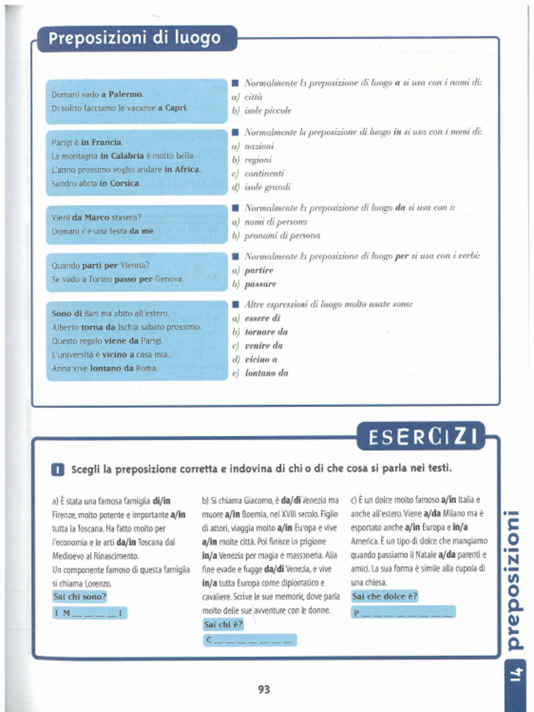 GRAMMATICA_ Alma _ LE PREPOSIZIONI NUOVA GRAMMATICA PRATICA DELLA ...