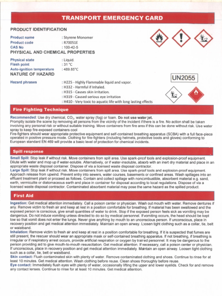 Trem Card Styrene Monomer | PDF