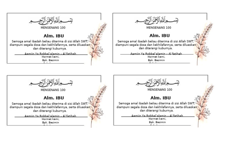 Undangan Minimalis 100 Hari Make Tempelan | PDF