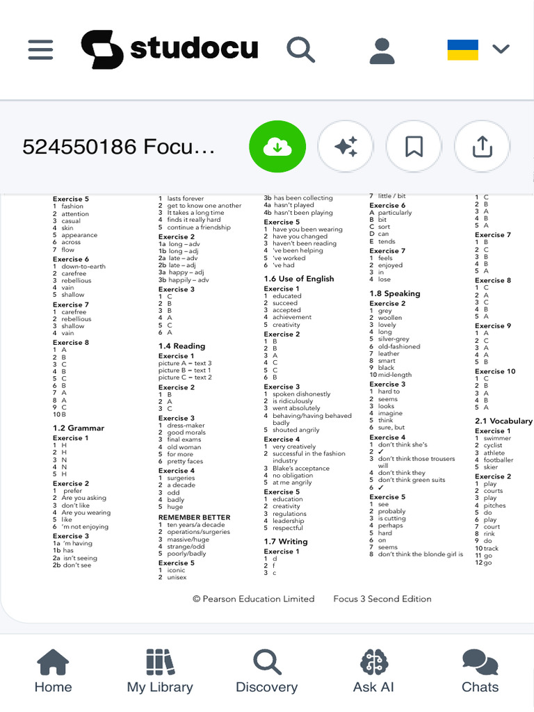 Focus 3 Workbook Answer Key 2nd Ed. | PDF | Clothing | Fashion