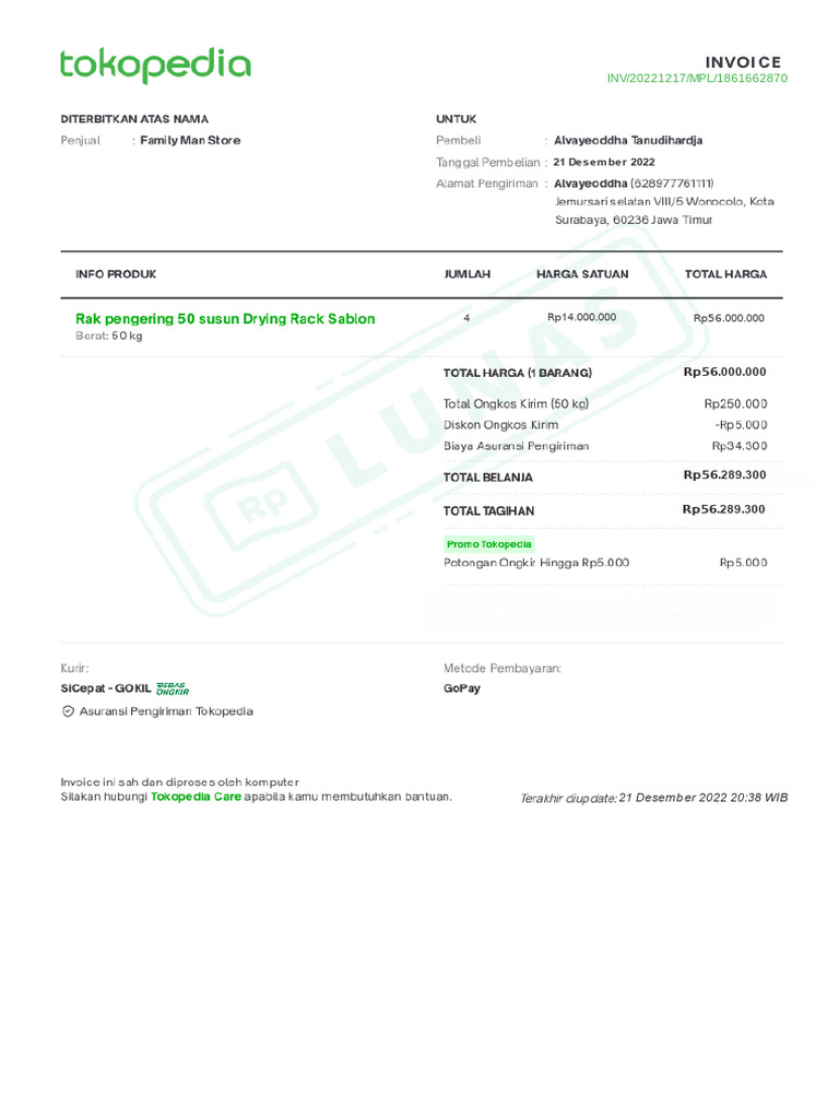 Invoice Tokped | PDF