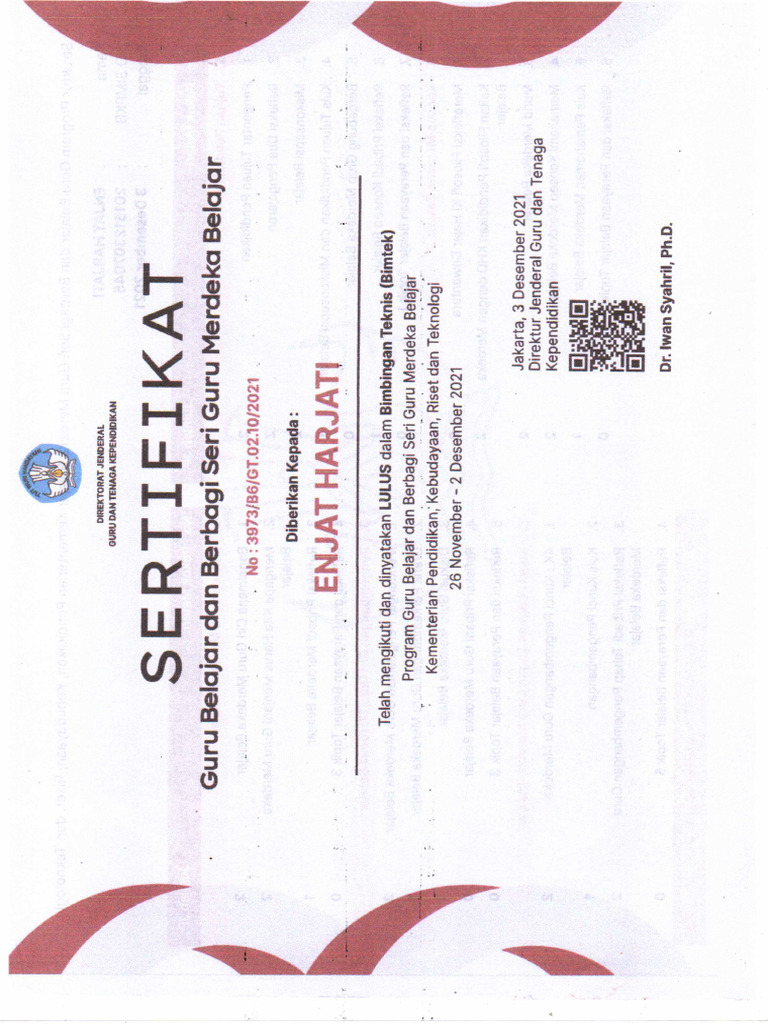 Sertifikat Bimtek | PDF