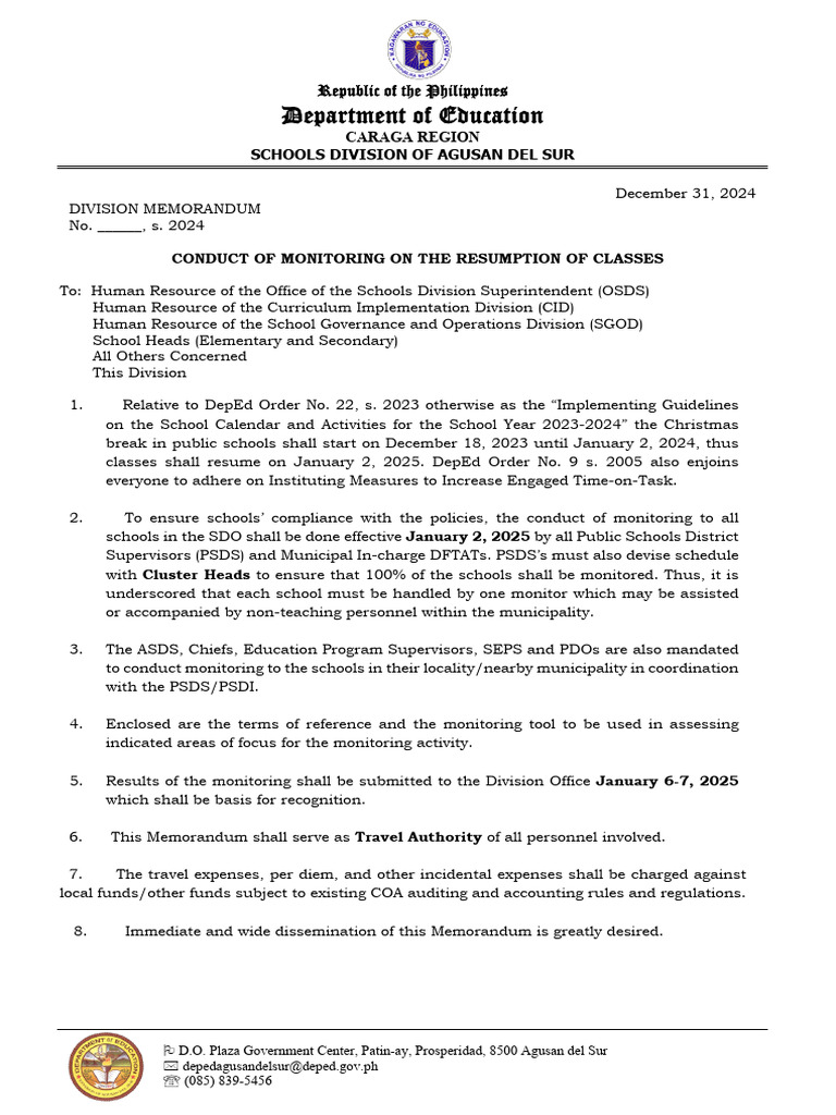 Signed MEMO RESUMPTION OF CLASSES | PDF | Governance | Government