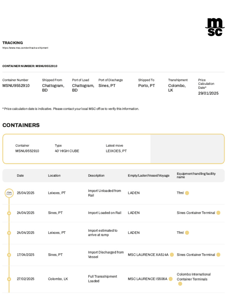 Portu Tracking | PDF | Containerization | Cargo