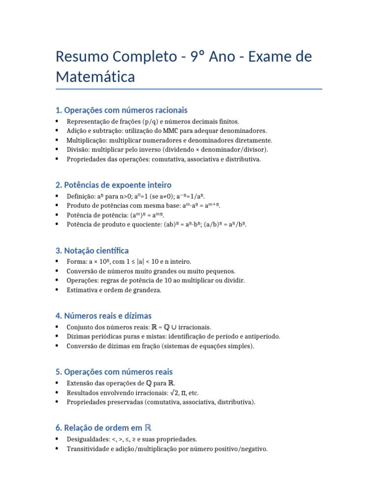Resumo 9ano Matematica | PDF