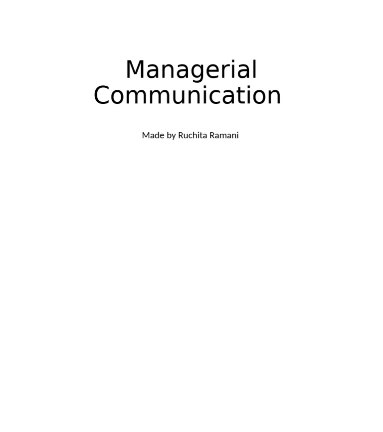 Managerial Communication | PDF