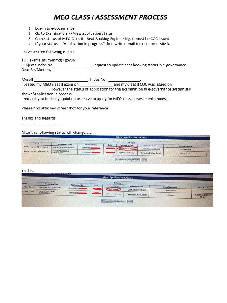 Meo Class I Assessment Process MMD Kochi - 230908 - 155634 | PDF