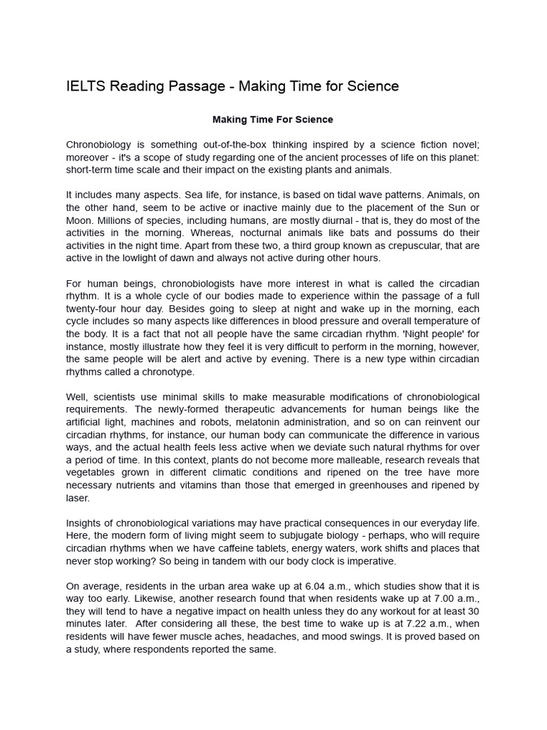 Making Time for Science: IELTS Reading | PDF | Salmon | Groundwater