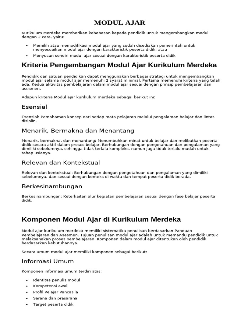 Modul Ajar Renang Gaya Bebas PJOK | PDF
