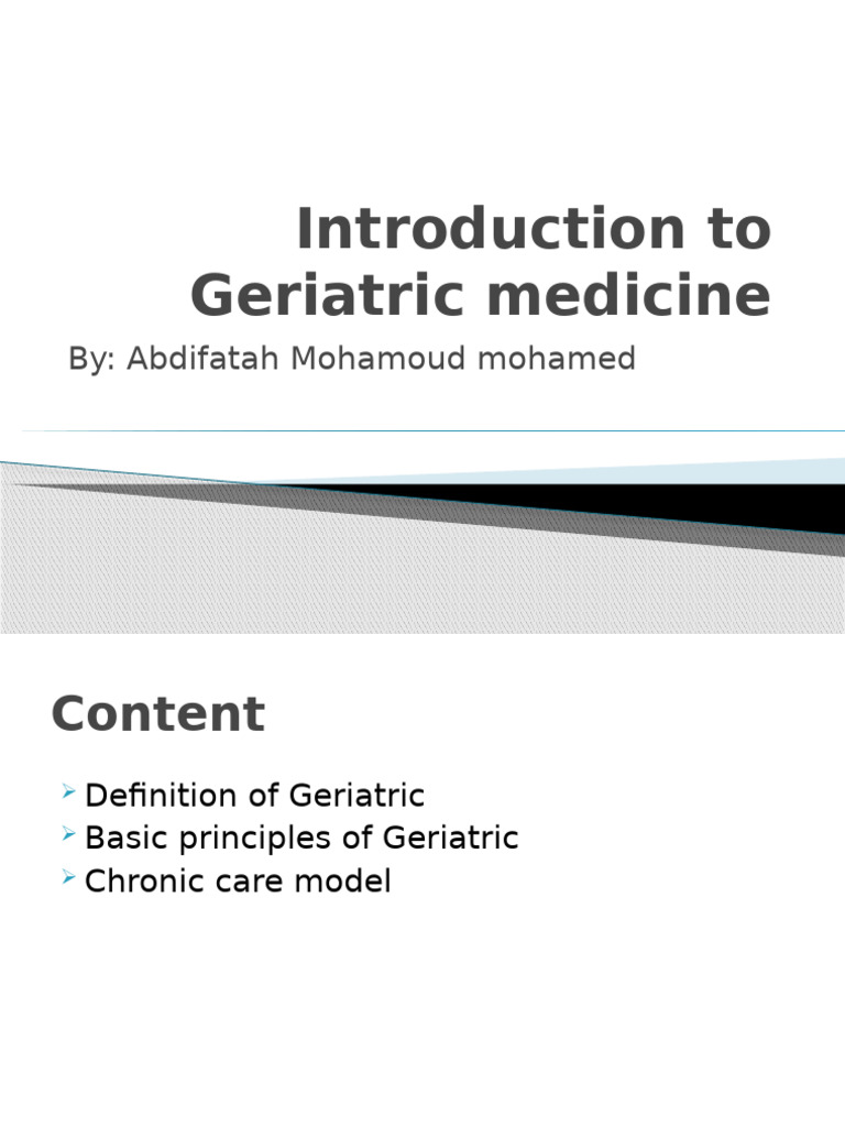 Geriatric Medicine and Chronic Care Model | PDF | Geriatrics | Chronic ...