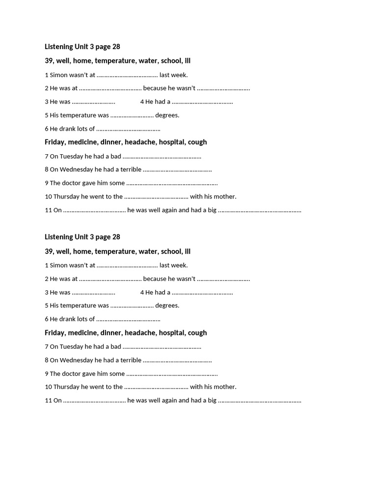 Unit 3 Listening Page 28 | PDF