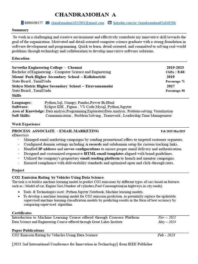 Computer Science Graduate Resume | PDF | Machine Learning | Data Science