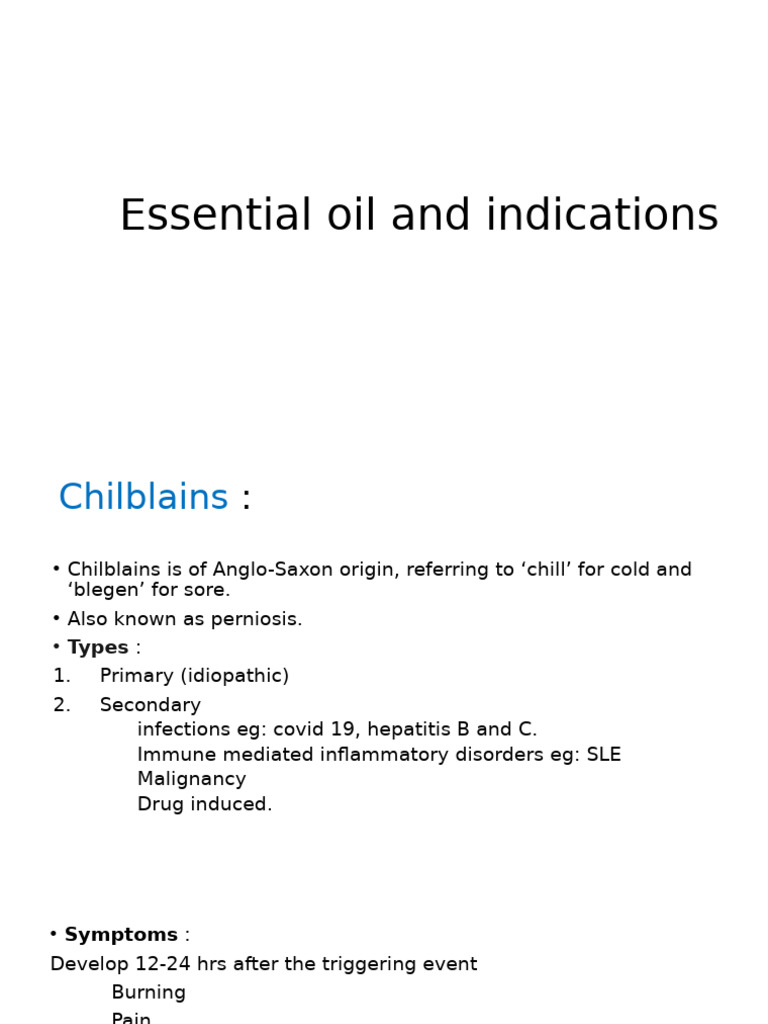Essential Oils for Chilblains and Circulation | PDF | Vasodilation ...