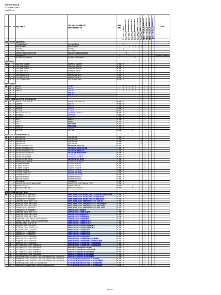 157 - A001-A004 - Archi Drawing List (PTA4) | PDF | Wall | Precast Concrete