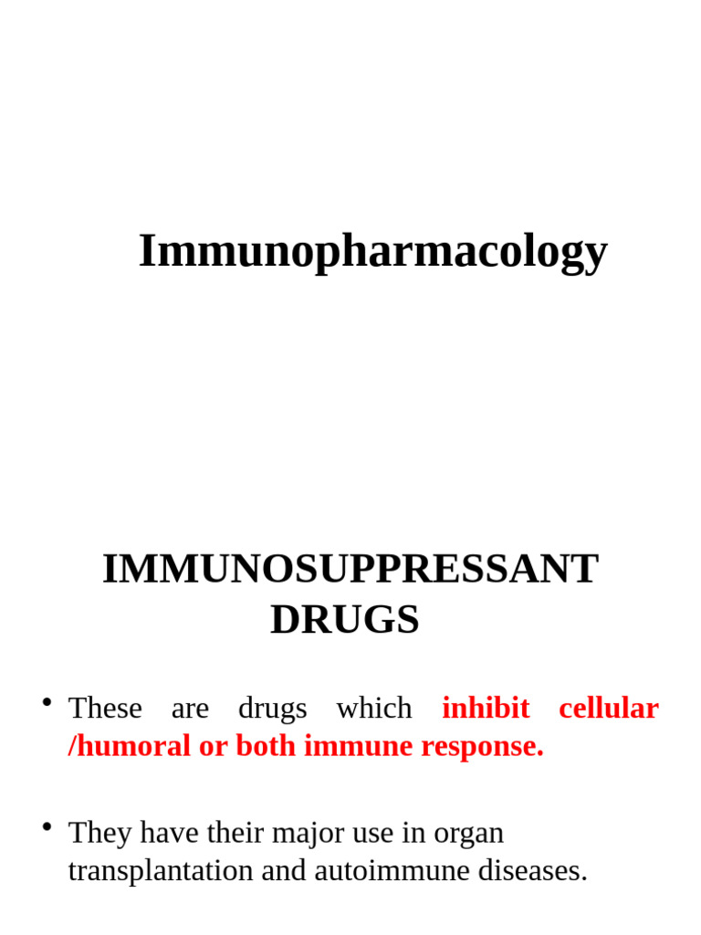 Overview of Immunosuppressant Drugs | PDF | Angiogenesis | Immune System