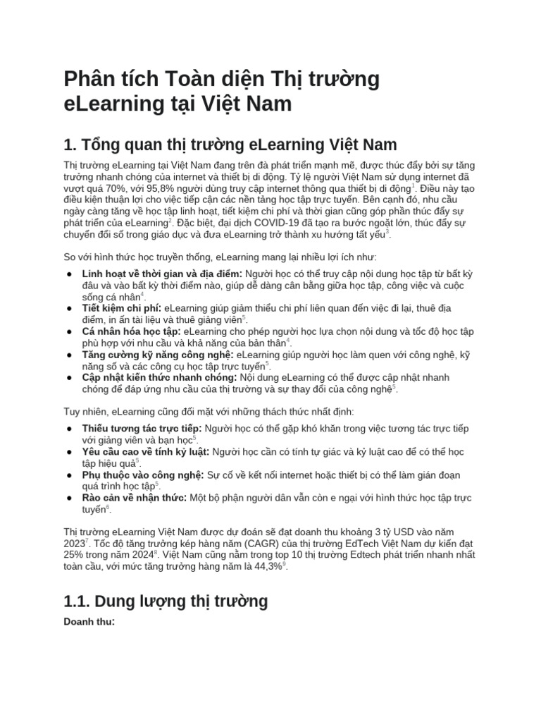Phân Tích Thị Trường ELearning Việt Nam | PDF