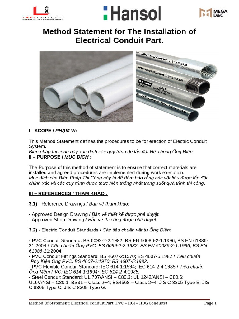 Tfa-me-mos-003_mos for Electric Indoor Conduit Part | PDF