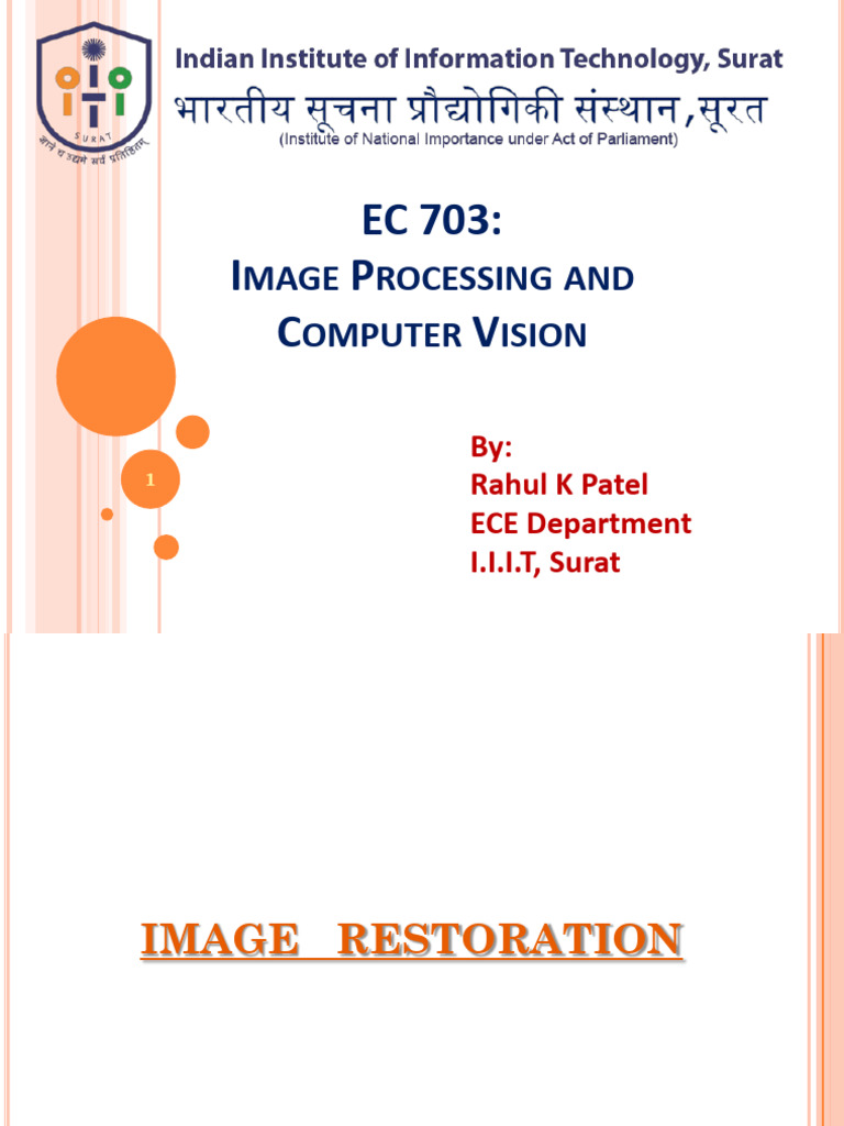 Unit 3 - 1 - Image - Restoration | PDF | Signal Processing | Multidimensional Signal Processing