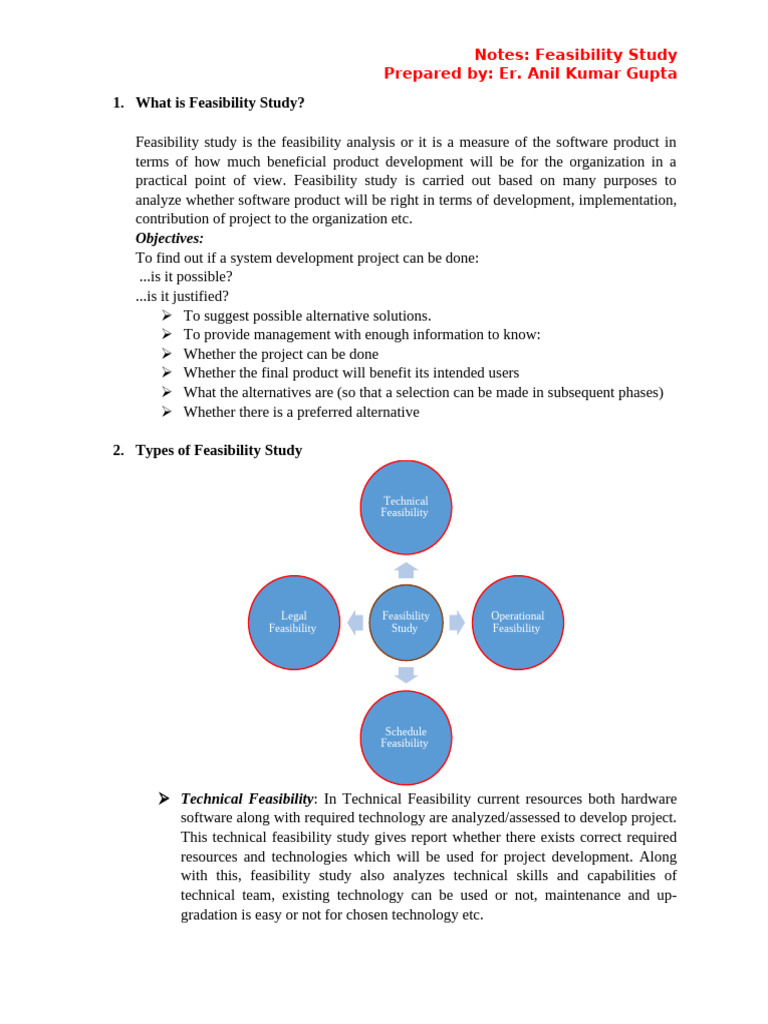 Notes For Feasibility Study | PDF | Feasibility Study | Software