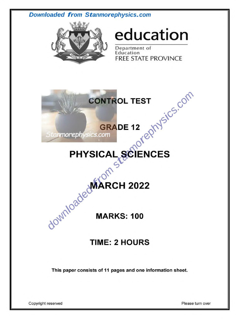 Free-State-Physical-Science-March-2022-Grade-12-QP-and-Memo | PDF