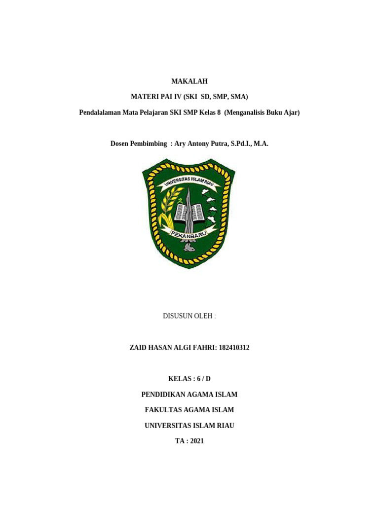 Zaid Hasan Algi Fahri. Silabus 10 Materi PAI 4 | PDF