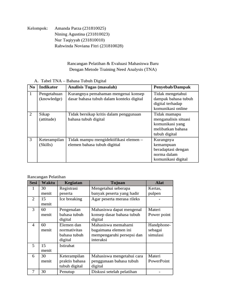 Rancangan Pelatihan - PIO | PDF