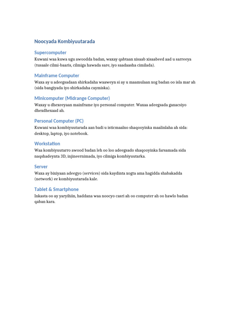 Noocyada Kombiyuutarada | PDF