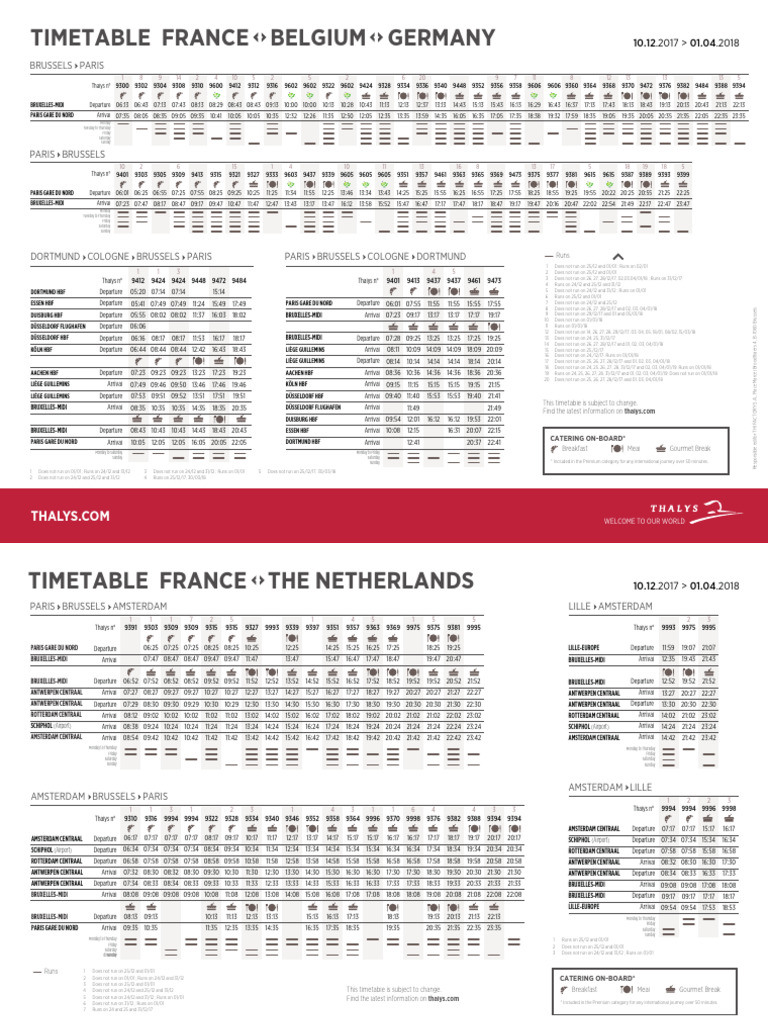 Thalys timetable_en | PDF | High Speed Rail | Passenger Rail Transport