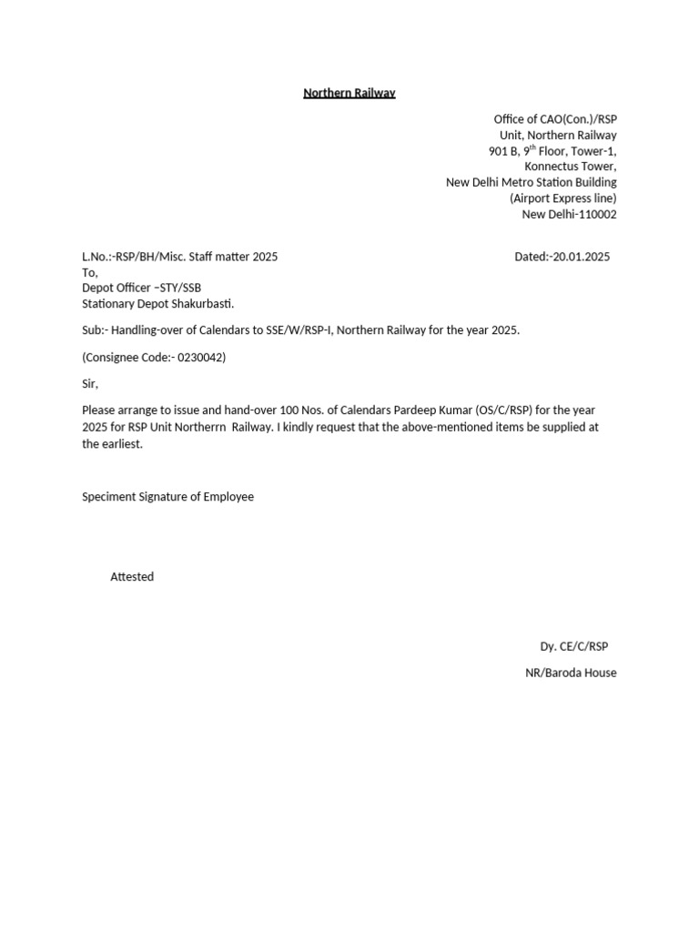 Calenar Incomplete Letter | PDF