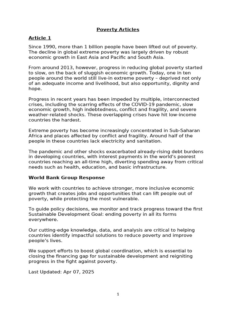Global Poverty Trends and Solutions | PDF | Poverty | Poverty ...