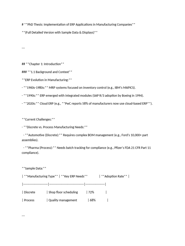 PhD Draft Document Viva brief - 3 | PDF | Enterprise Resource Planning | Effect Size
