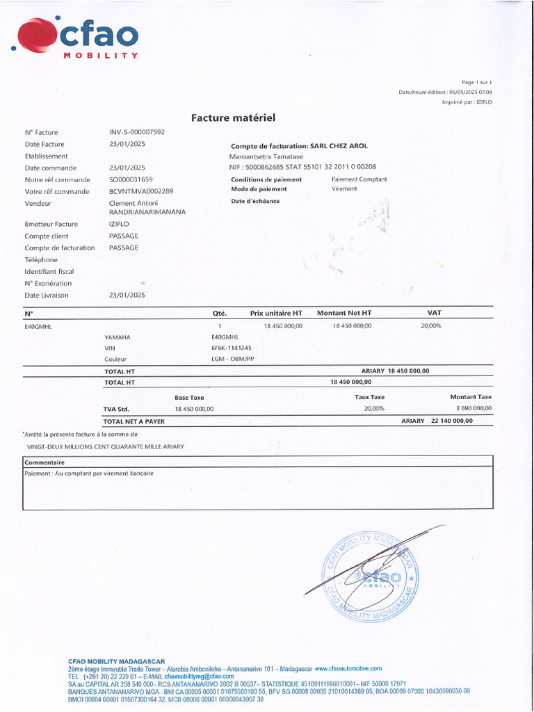 Facture Chez Arol | PDF