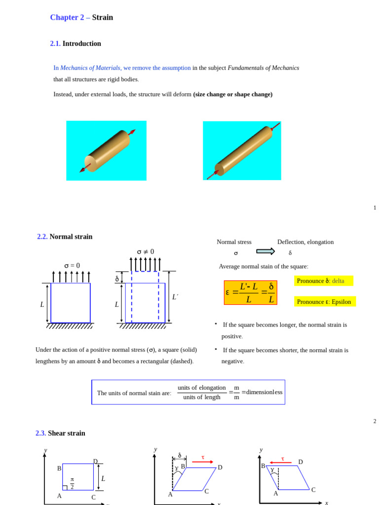 Understanding Normal and Shear Strain | PDF | Stress (Mechanics ...