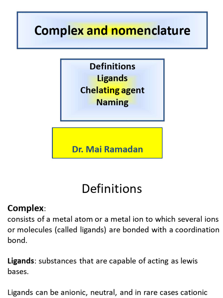 Chapter 1 Complex and Nomenclature | PDF | Coordination Complex | Ligand