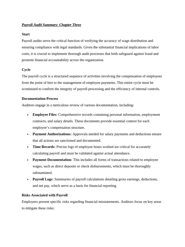 summer audit chap two | PDF | Audit | Payroll